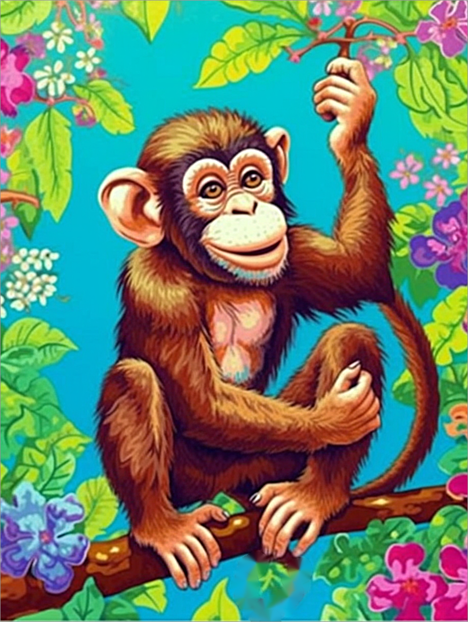 Monkey Diy Paint By Numbers Kits UK For Adult Kids MJ9619 — Artnumbers ...